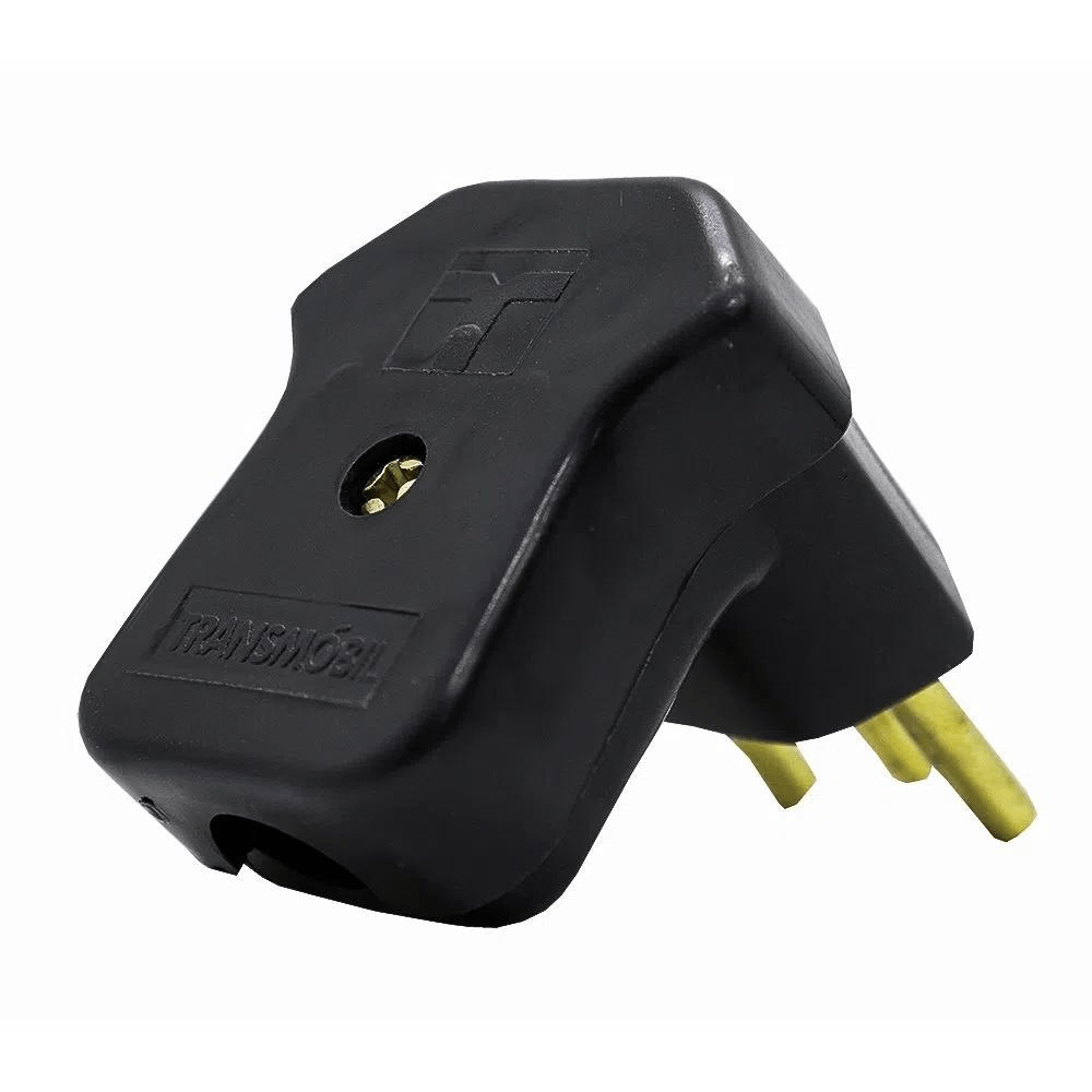 Plug 2P+T 10A 250V Pb Preto Lateral Nbr Transmóbil| ANDRA