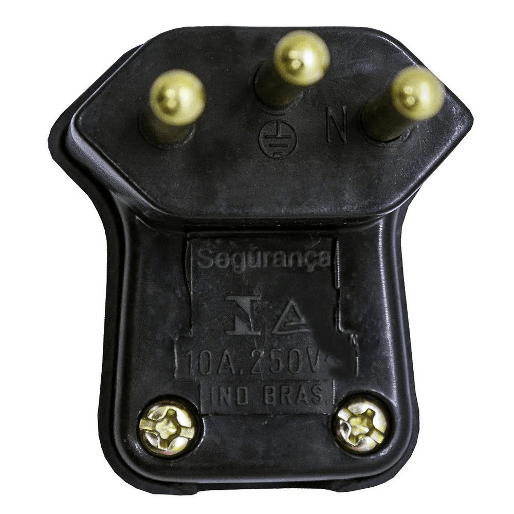 Plug 2P+T 10A 250V Pb Preto Lateral Nbr Transmóbil| ANDRA