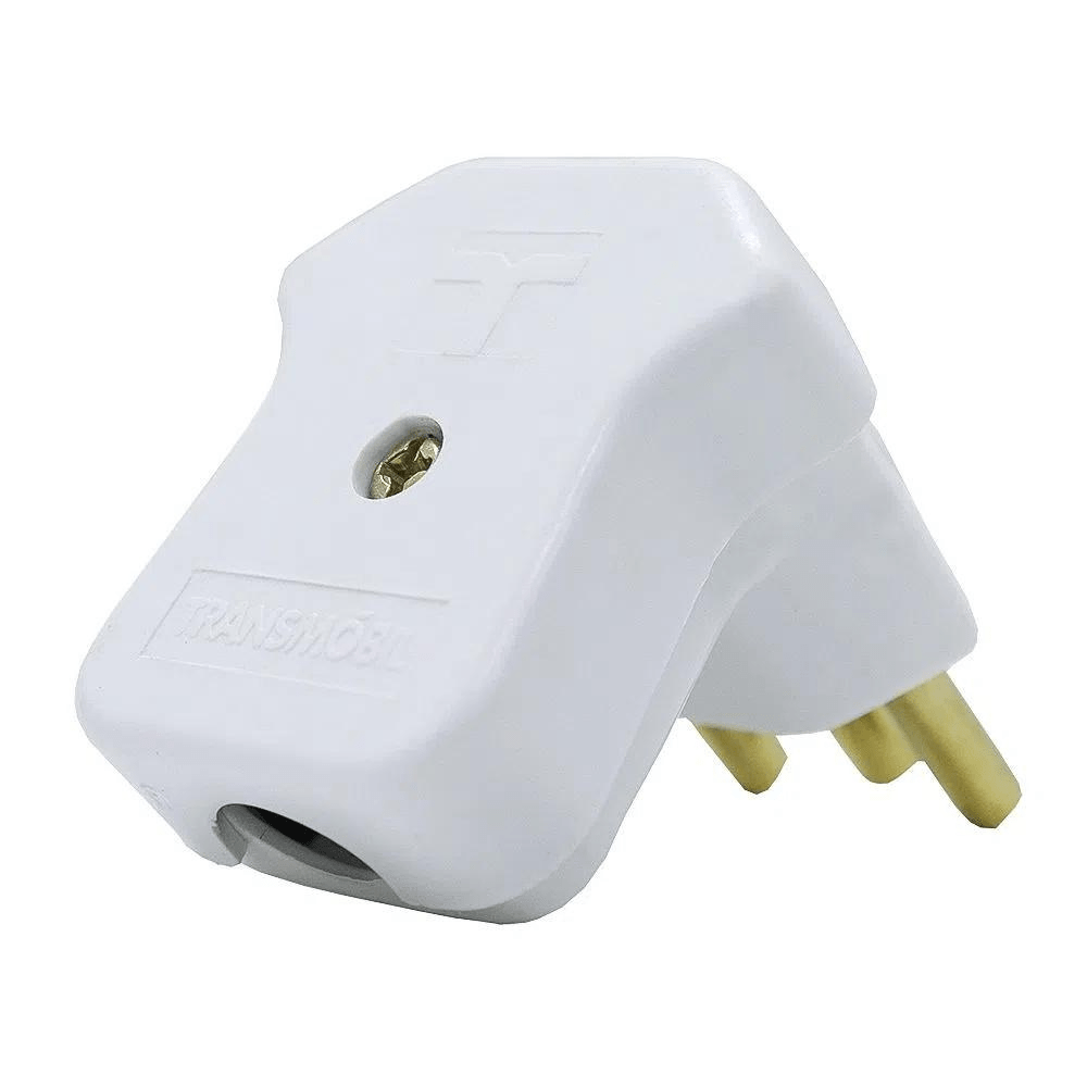 Plug 2P+T 20A 250V Pb Branco Saída Lateral Transmóbil| ANDRA