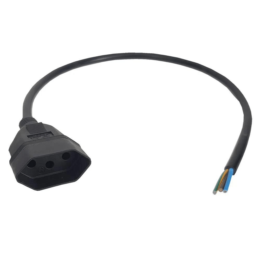 Rabicho Cabo Pp 3X0,75Mm-1,50Mt Femea 10A Injetado Preto Com Decapagem ...