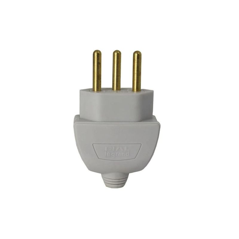 Plug 2P+T 10A 250V Pb Cinza Axial Pial| ANDRA