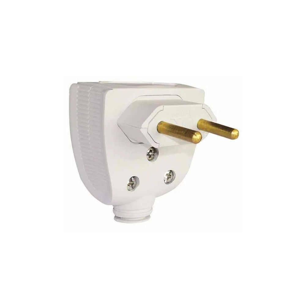 Plug 2P 10A 250V Pb Branco Saída Lateral Versátil Pial| ANDRA