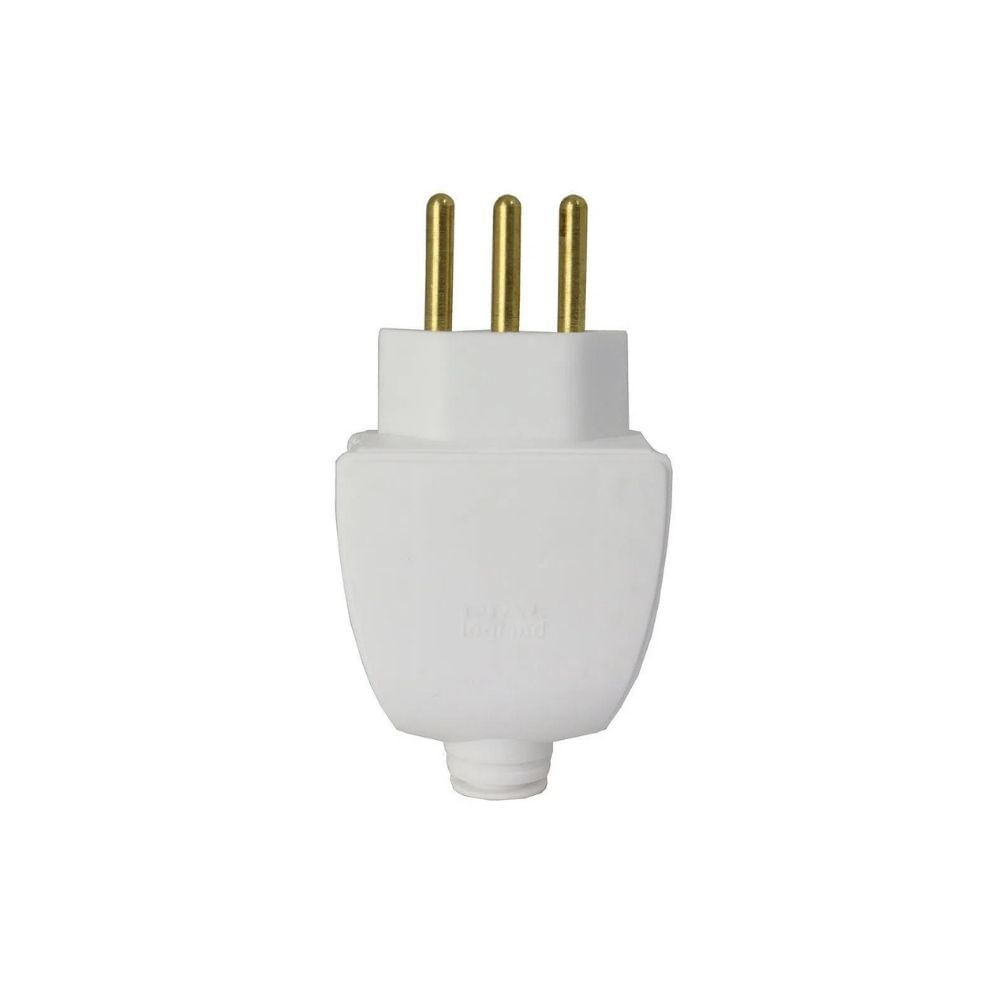 Plug 2P+T 10A 250V Pb Branco Versátil Lateral Pial| ANDRA