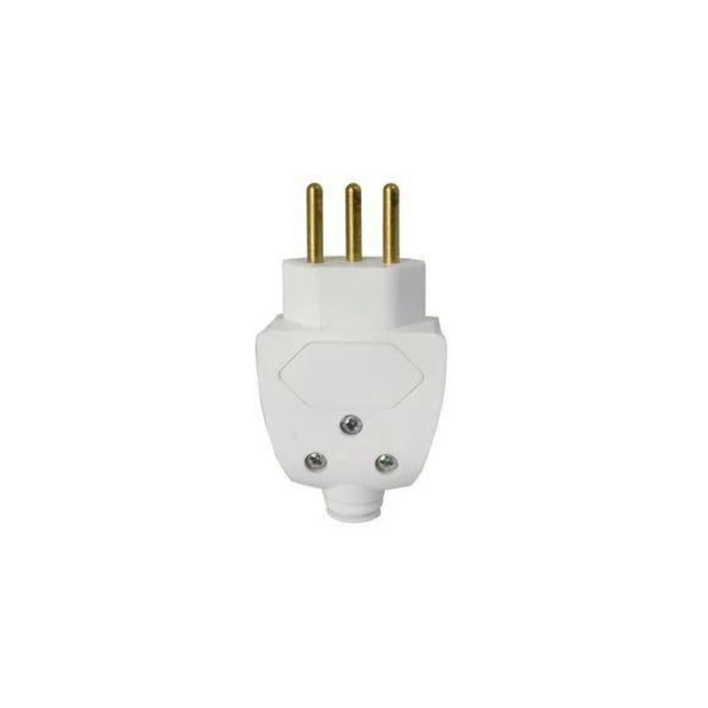 Plug 2P+T 10A 250V Pb Branco Versátil Lateral Pial| ANDRA