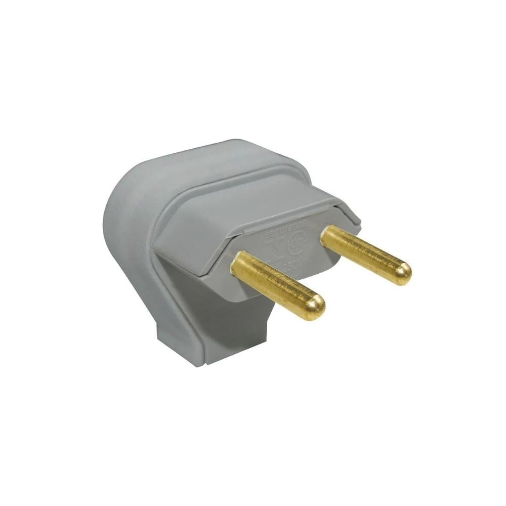 Plug 2P 10A 250V Pb Cinza Saída Lateral Pial| ANDRA
