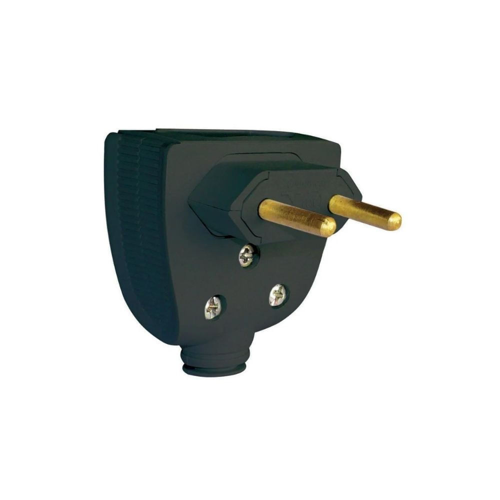 Plug 2P 10A 250V Pb Preto Saída Lateral Versátil Pial| ANDRA