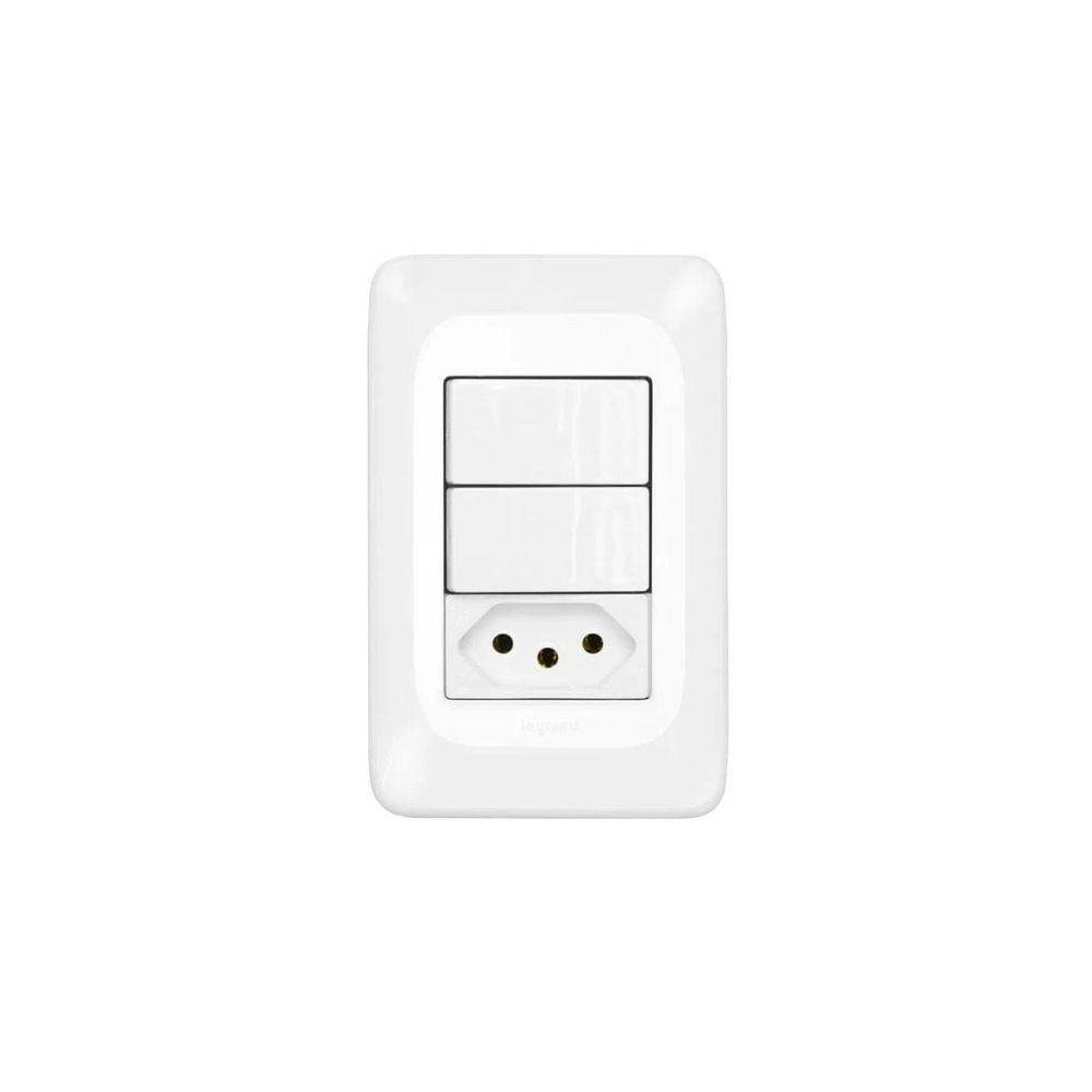 Conjunto Montado 2 Interruptores Simples E 1 Tomada 2P+T 10A Pb Branco ... Conjunto Montado 2 Interruptores Simples E 1 Tomada 2P+T 10A Pb Branco ...