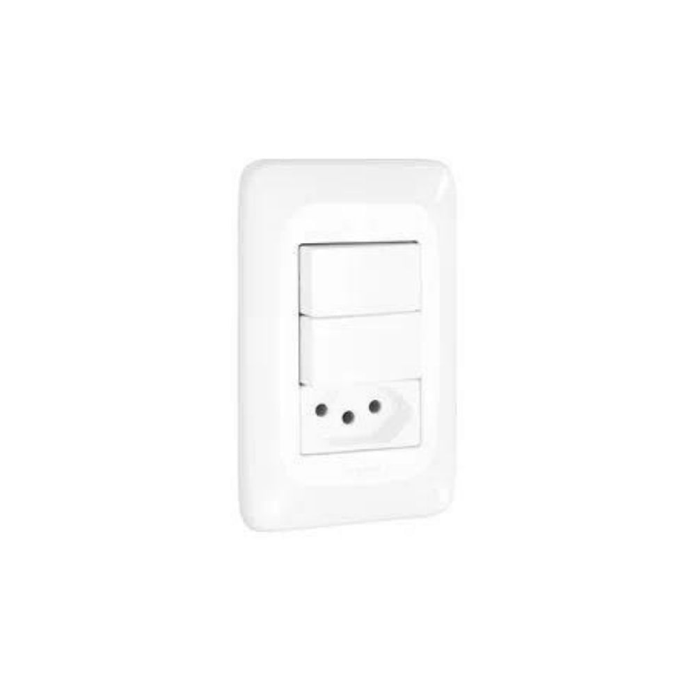 Conjunto Montado 2 Interruptores Simples E 1 Tomada 2P+T 10A Pb Branco ... Conjunto Montado 2 Interruptores Simples E 1 Tomada 2P+T 10A Pb Branco ...