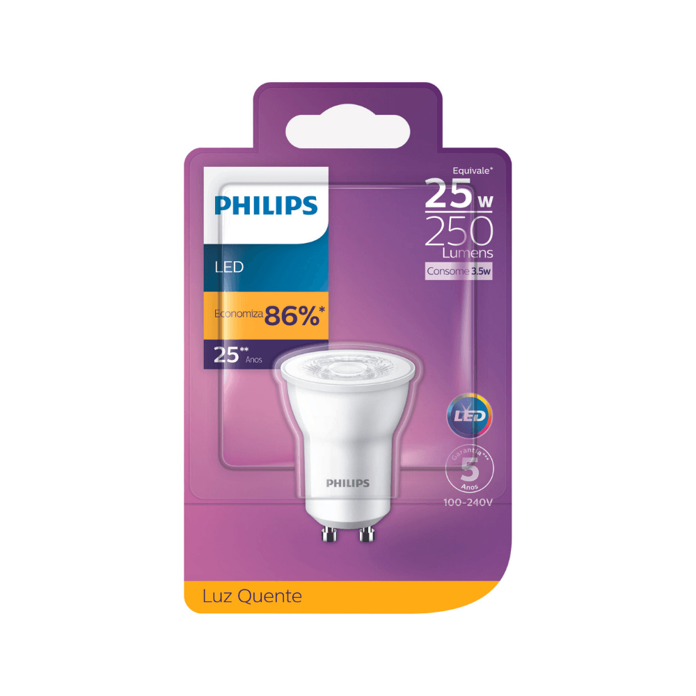Lâmpada LED Mini Dicróica GU10 MR11 3.5W Philips | ANDRA