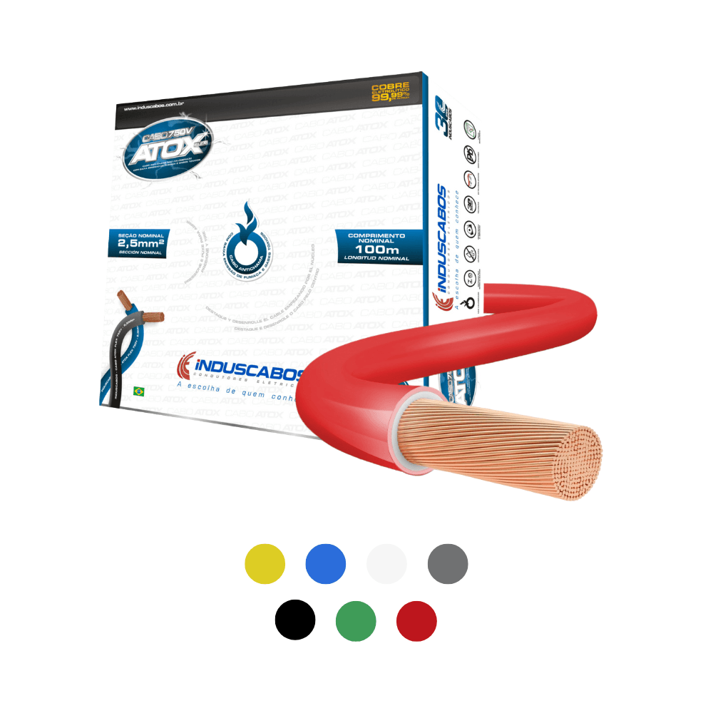 Cabo Atox Flexível 2,50Mm 750V Rolo Com 100 Metros Induscabos| ANDRA