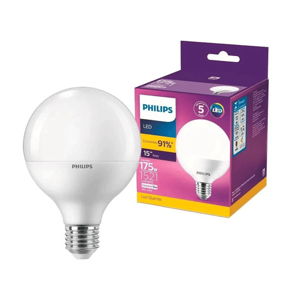 Lâmpada LED Globo E-27 Bivolt 13W 1521 Lúmens G93 Philips | ANDRA