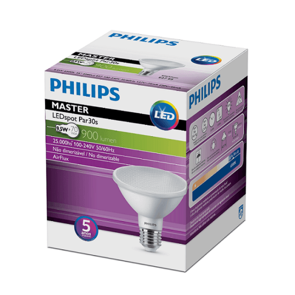 Lâmpada LED PAR30 E-27 Bivolt 9.5W 900 Lúmens Philips | ANDRA