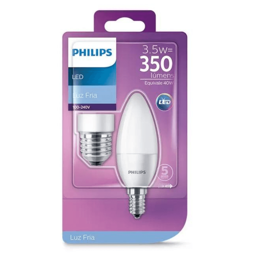 Lâmpada LED Vela E-14 Bivolt 3.5W 6500K Branco Frio Philips | ANDRA