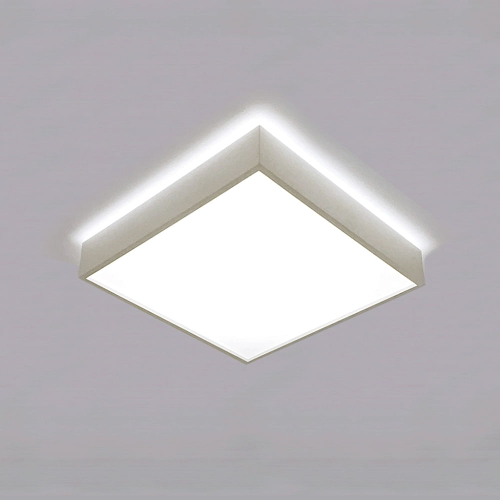 Plafon Quadrado Led 32W 3000K Bivolt Branco 19710/36 Branco Mold Usina ...