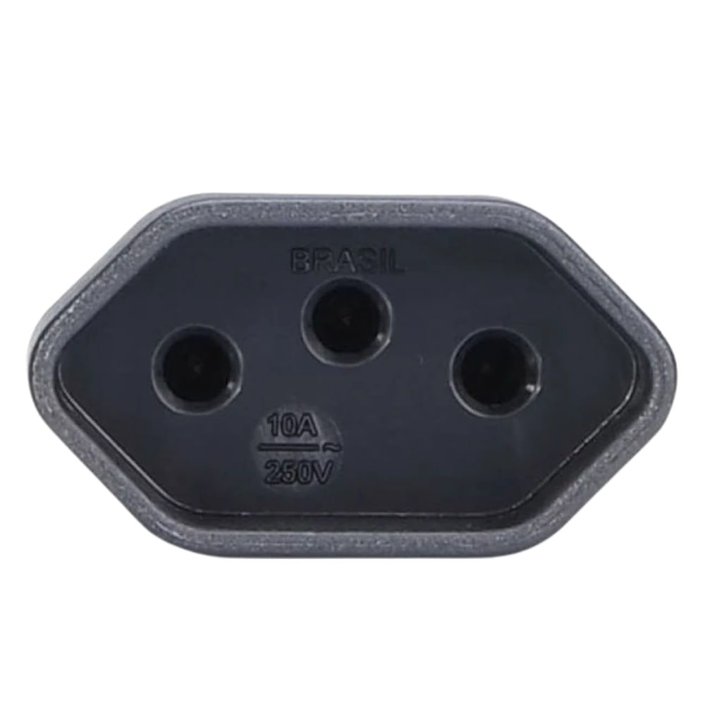 Tomada 2P+T 10A 250V PB Preto Com Rabicho Margirius| ANDRA