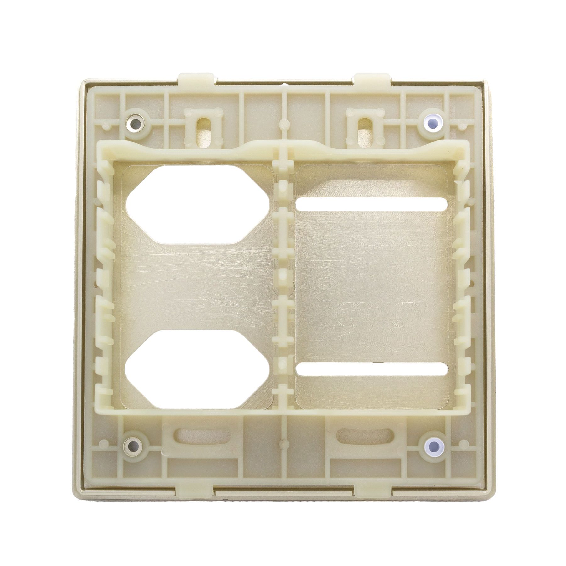 Placa 4X4 Para 2 Interruptores + 2 Tomadas Com Suporte Champanhe Novara ... Placa 4X4 Para 2 Interruptores + 2 Tomadas Com Suporte Champanhe Novara ...