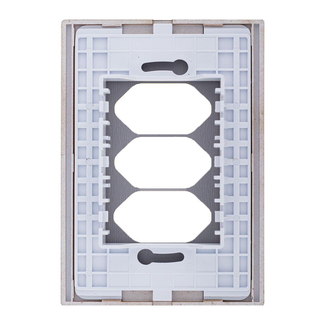 Placa 4X2 Para 3 Tomadas Com Suportes Dourada Novara Glass GD-40000/18 ...