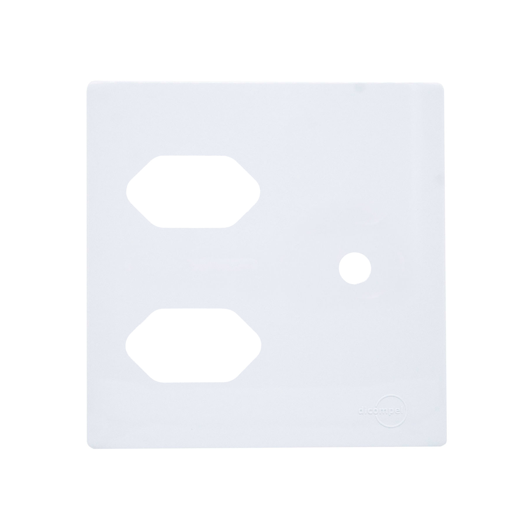 Placa 4X4 Para 2 Tomadas + 1 Furo Com Suporte Branco Novara DC-1100/122 ...