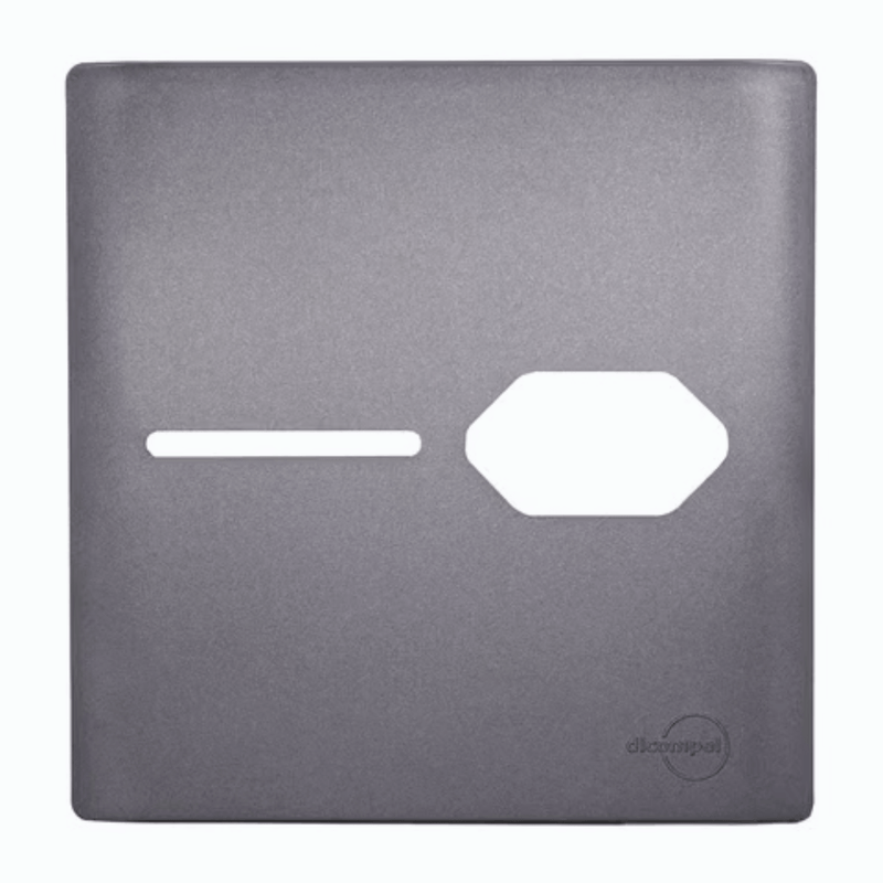 Placa 4X4 Para 1 Interruptor + 1 Tomada Preto Grafite Novara DC-1600/90 Dicompel | ANDRA