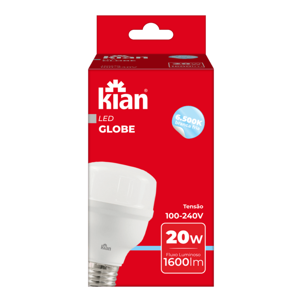 Lampada LED Bulbo E-27 Bivolt 20W 6500K Branco Frio 1600 Lumens ...