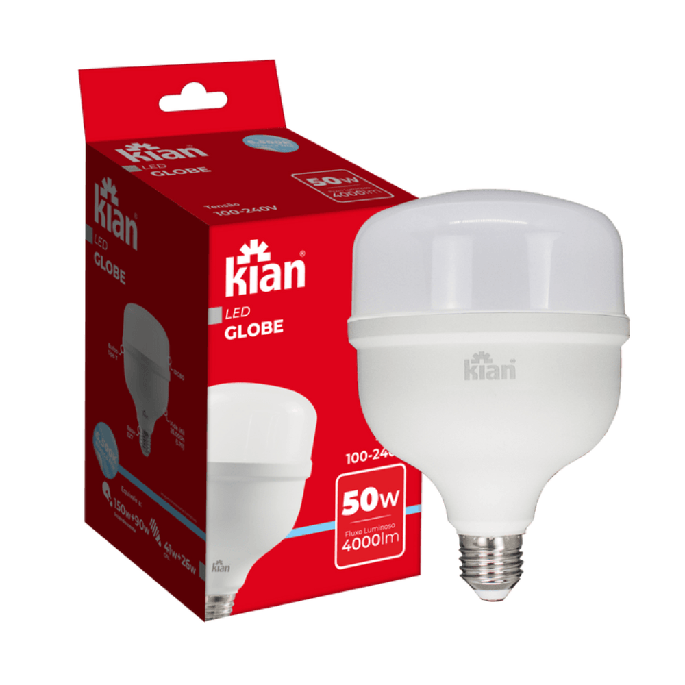 Lampada LED Bulbo E-27 Bivolt 50W 6500K Branco Frio 4000 Lumens ...