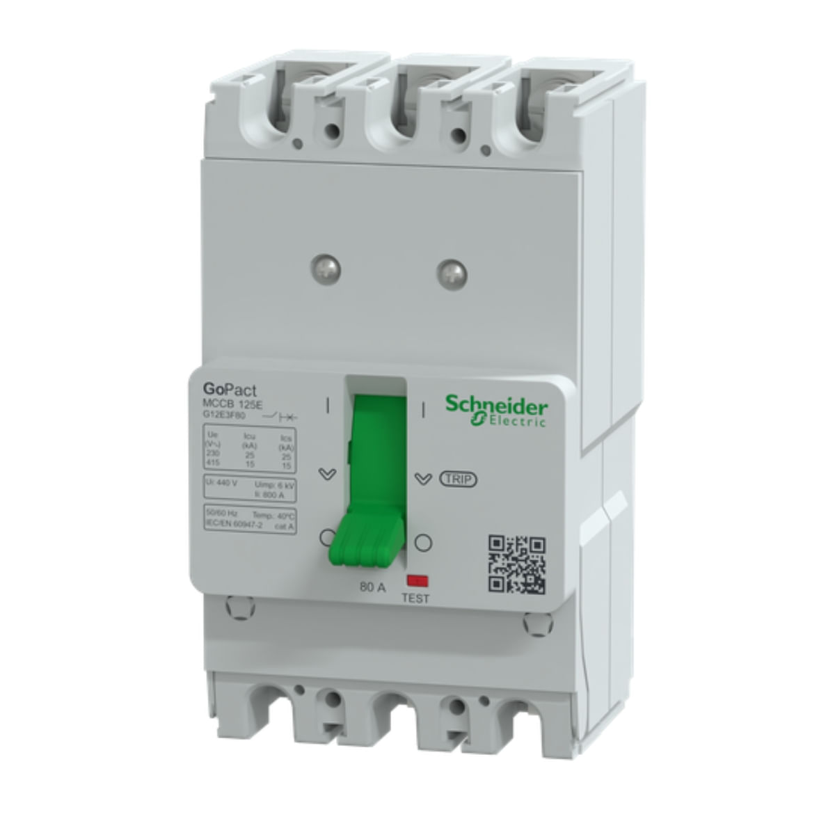 Disjuntor 3P Go Pact 80A 25Ka/220V-15Ka/380V Fixo G12E3F80 Schneider| ANDRA