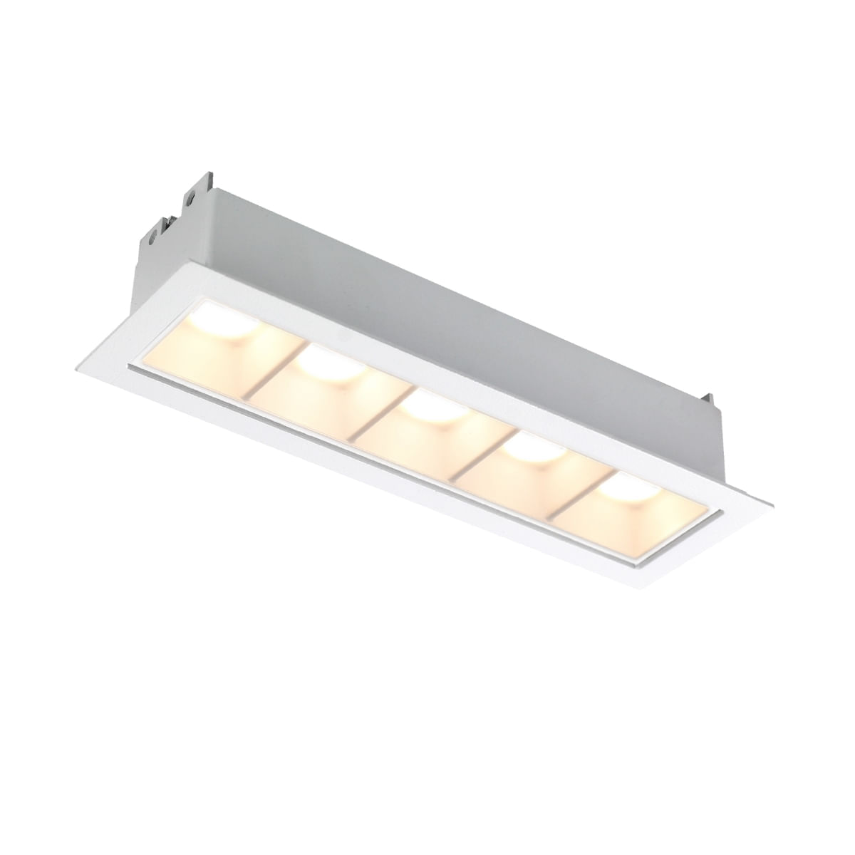 Luminária de Embutir Retangular 10W 5 Leds 3000K Luz Amarela Bivolt ...