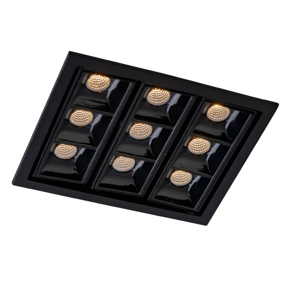 Luminária de Embutir Quadrada 21W 2700K Luz Amarela Bivolt Preto ...